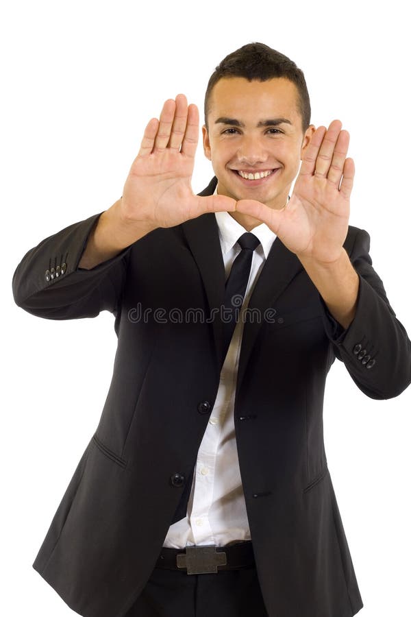 Young Businessmen Making a Hand Frame Stock Photo - Image of hand ...