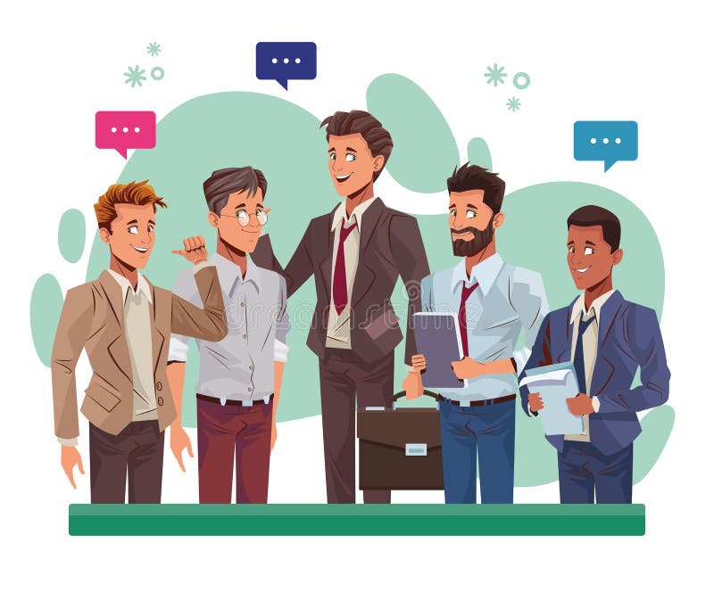 Young Businessmen Talking Workers Characters Stock Vector ...