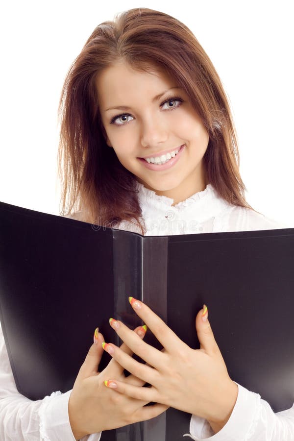 Young Businesswoman with Book Stock Photo - Image of white, adult: 14437962