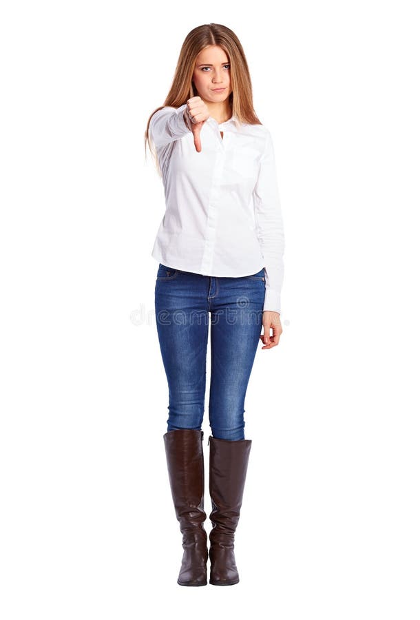Young Businesswoman Doing a Thumbs Down Gesture Stock Photo - Image of ...