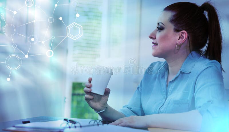 Young Businesswoman Having Coffee Break Light Effect Stock Image ...