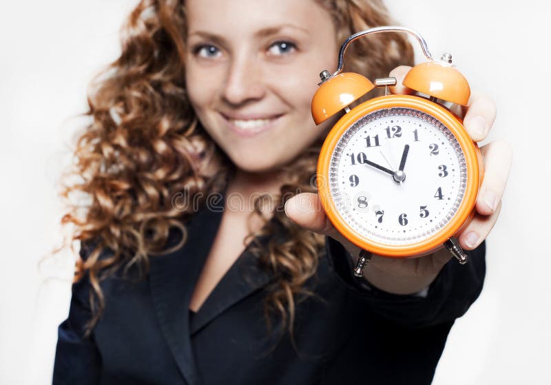 Young Businesswoman Holding a Clock Stock Photo - Image of challenge ...