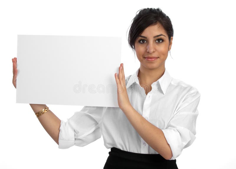Young Businesswoman Holding Empty Sign Stock Photo - Image of business ...