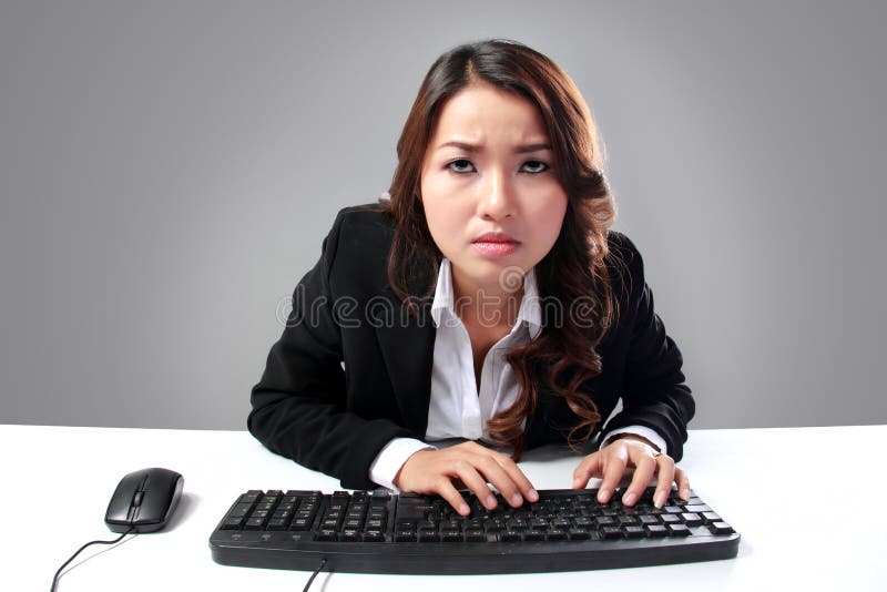 Young Businesswoman Looking into a Screen Stock Image - Image of ...