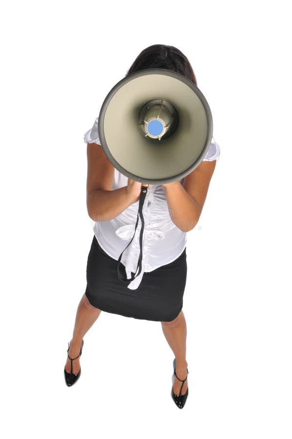 Business Woman Using Megaphone Stock Photo - Image of loudspeaker ...