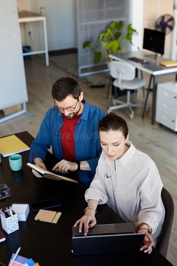 Young Businesswoman Networking while Her Colleague Looking through ...