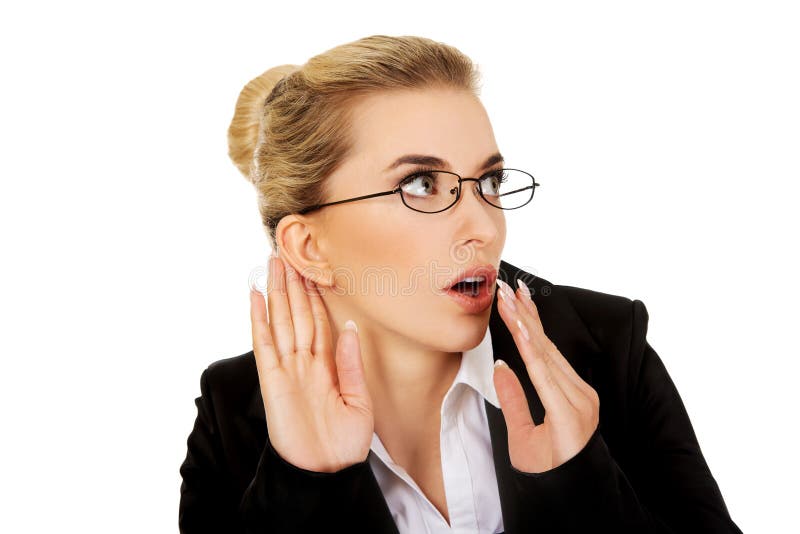 Young Businesswoman Overhears a Conversation. Stock Image - Image of ...