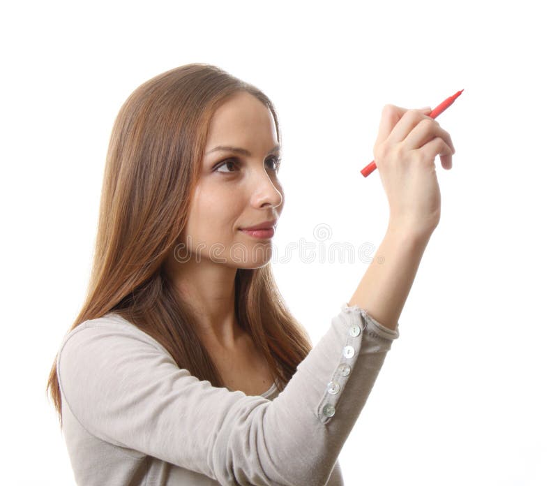Young woman with pen stock photo. Image of people, planning - 29799496