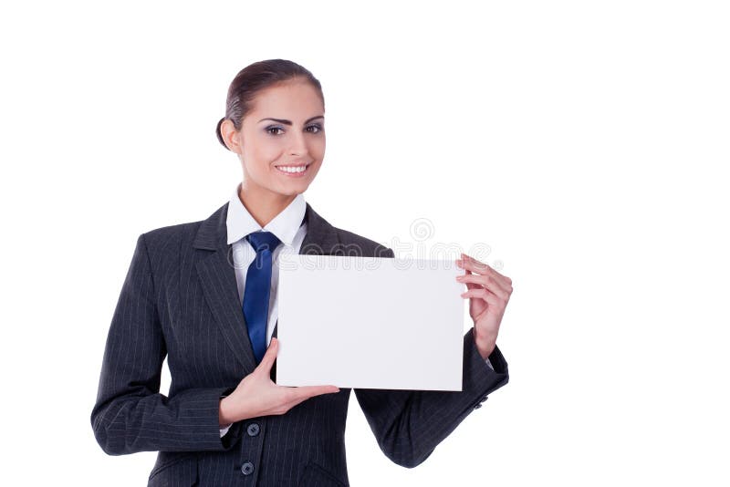 Young Businesswoman Pointing into Empty Stock Image - Image of ...
