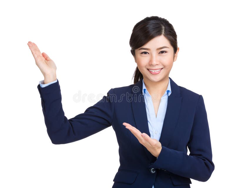 Young Businesswoman Presenting by Hand Stock Image - Image of ...