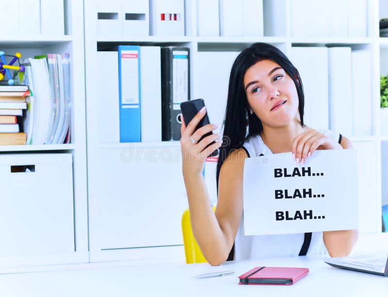 Young Businesswoman in the Process of Useless Conversation with the ...