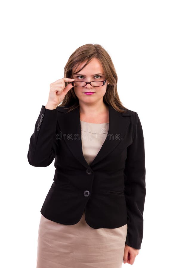 Young Businesswoman with Serious Expression Stock Photo - Image of ...