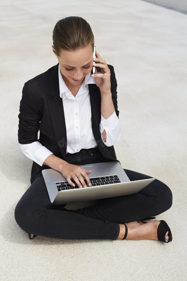 Young Businesswoman Sitting on Floor Stock Image - Image of confidence ...