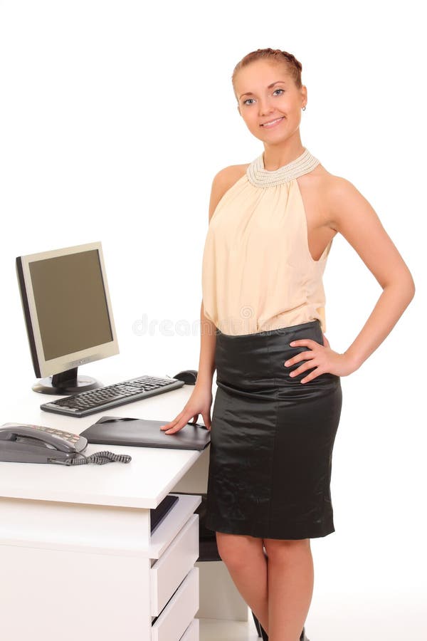 Businesswoman Standing at Desk Stock Photo - Image of business ... Businesswoman Standing at Desk Stock Photo - Image of business ...