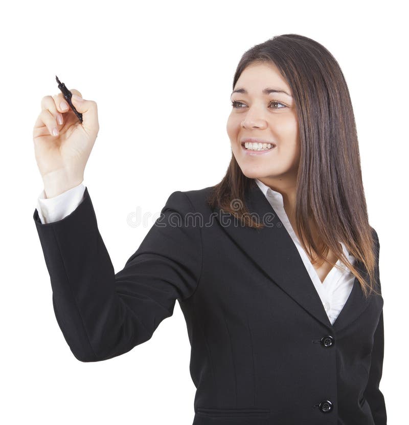 Young Businesswoman Writing Stock Photo - Image of concept, market ...