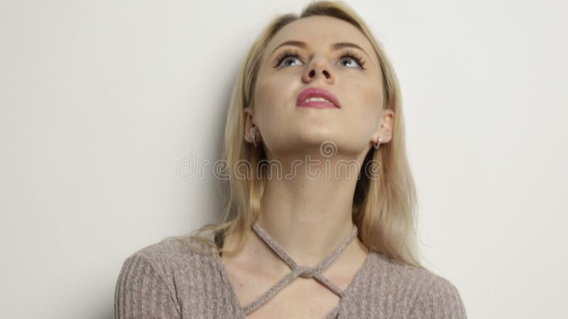 Young busty girl on white stock video. Video of woman - 104893809