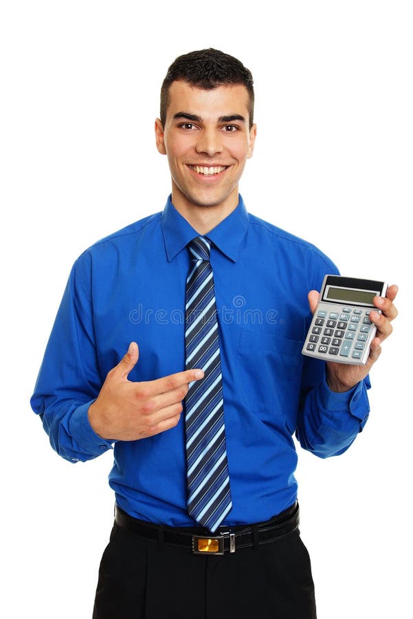 Big man with calculator stock image. Image of portrait - 40859647