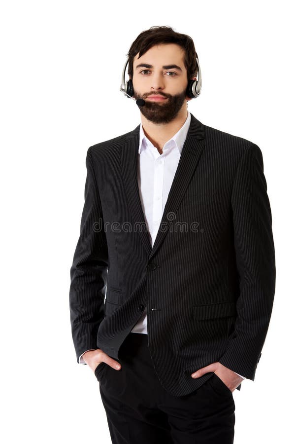 Young call center man. stock photo. Image of phone, customer - 49717842