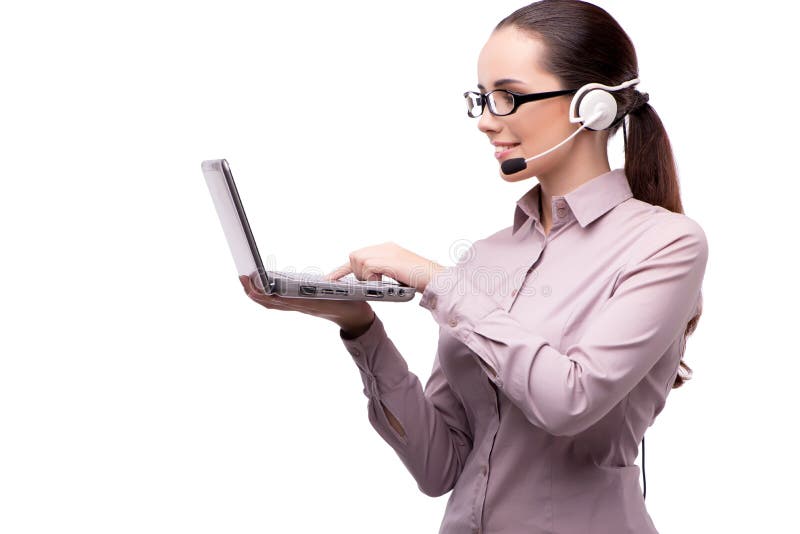 The Young Call Center Operator Isolated on White Stock Image - Image of ...