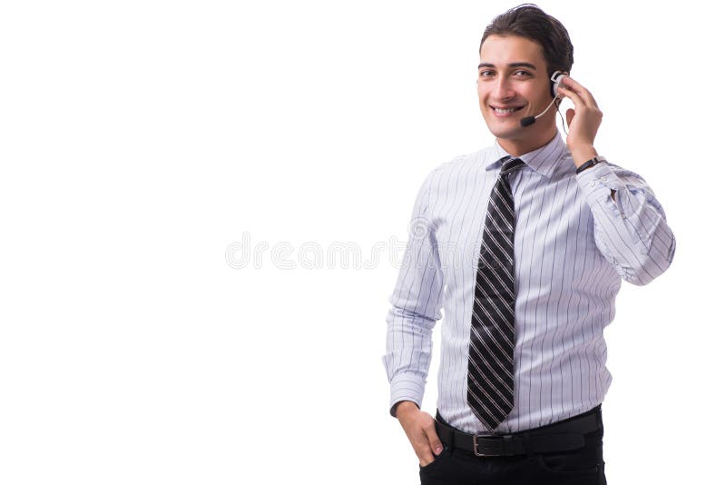 The Young Call Center Operator Isolated on White Background Stock Photo ...