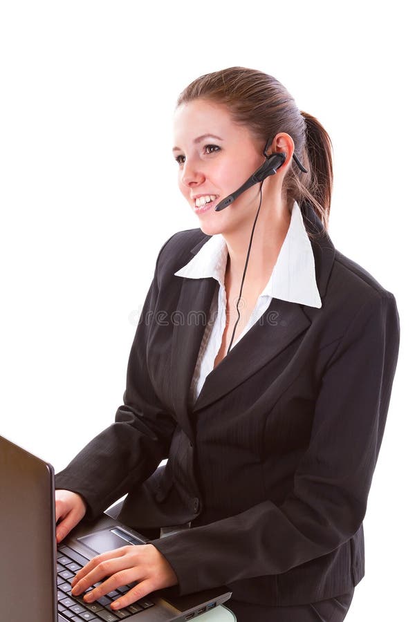 Young Call Centre Employee with a Headset Stock Image - Image of people ...