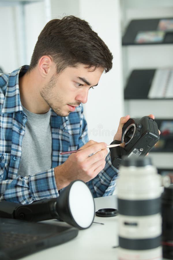 Camera Technician Working on a Gimbal Stock Image - Image of monitoring, equipment: 255456747