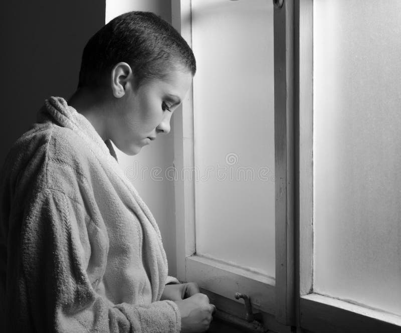 Young Cancer Patient in Front of Hospital Window Stock Photo - Image of ...