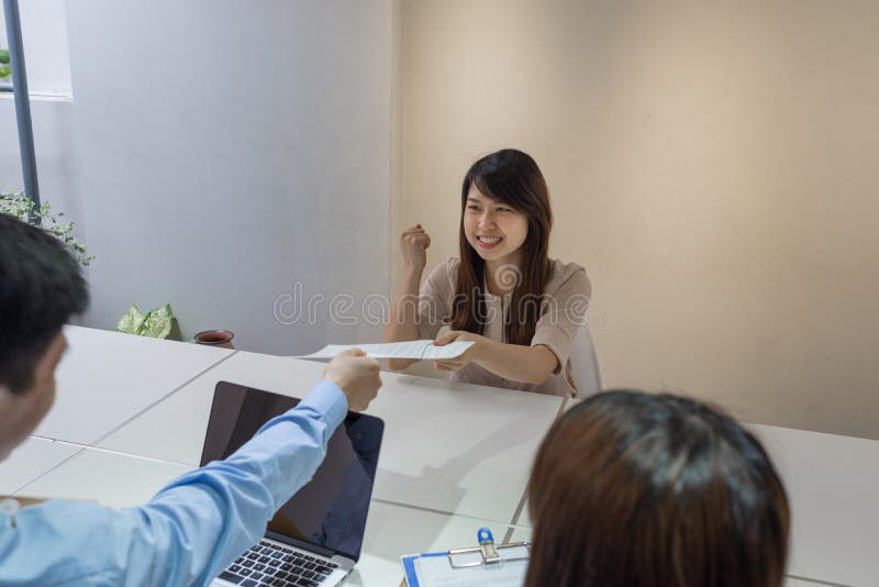 Young Candidate Feels Happy after Passing the Interview Stock Photo ...