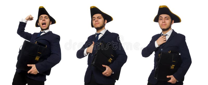 The Young Captain with Briefcase Isolated on White Stock Photo - Image ...