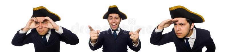 The Young Captain Isolated on White Stock Image - Image of adventurous ...