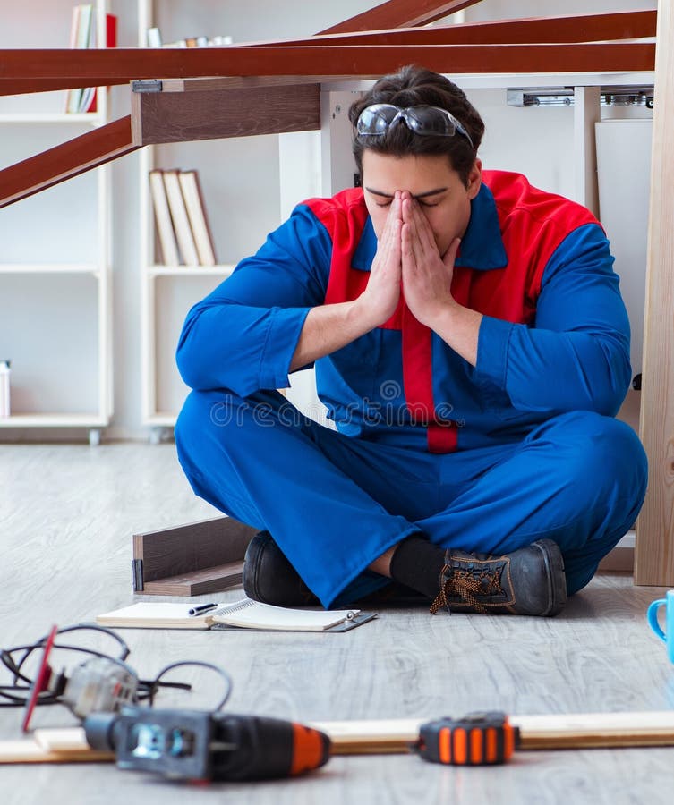 Young Carpenter at Work Tired Feeling Not Well Stock Photo - Image of ...