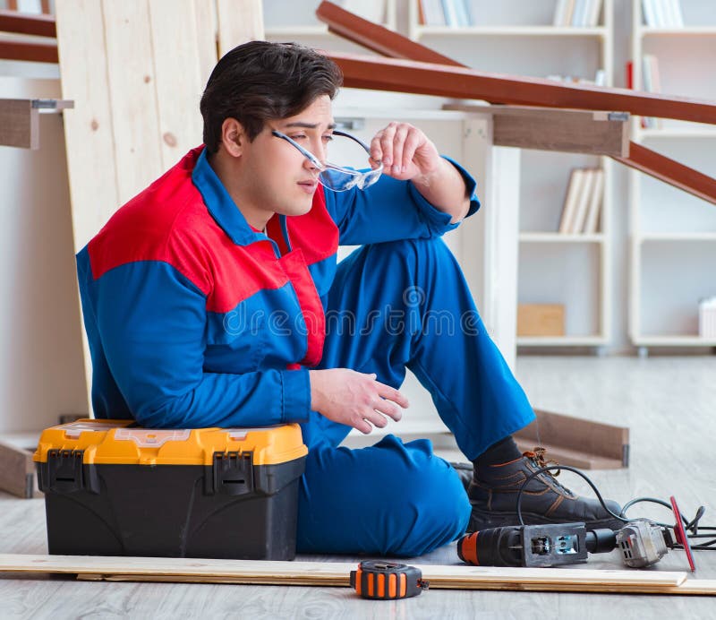 Young Carpenter at Work Tired Feeling Not Well Stock Photo - Image of ...
