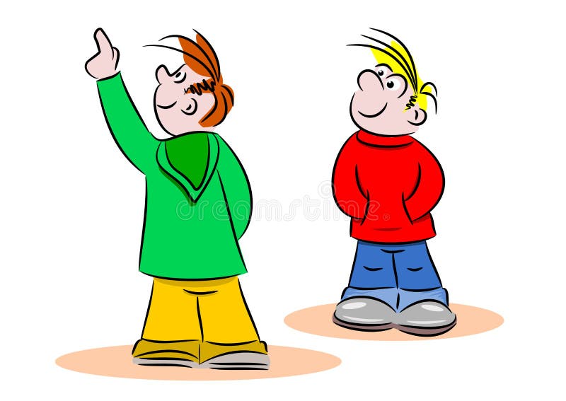 Young Cartoon Kids Pointing and Looking Stock Vector - Illustration of ...