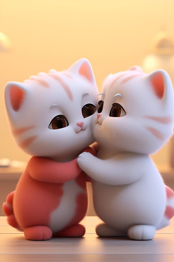 Young Cartoon Kittens Cuddling Warmly Stock Illustration - Illustration ...