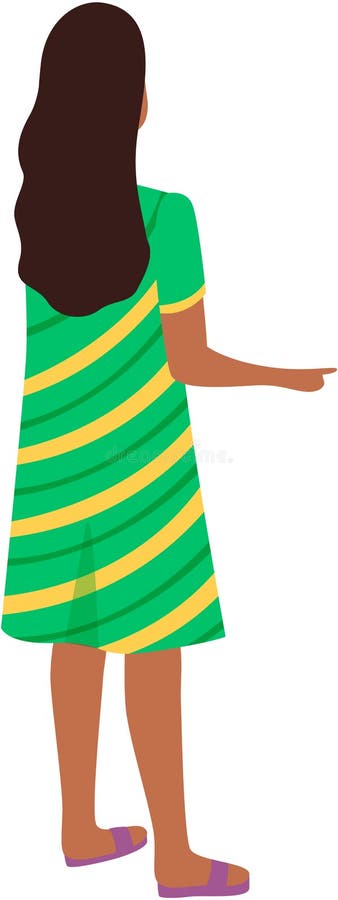 Young Cartoon Style Indian Woman In Traditional Clothes Female