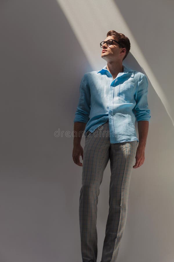 Young Casual Handsome Man Leaning on a Wall Stock Image - Image of ...