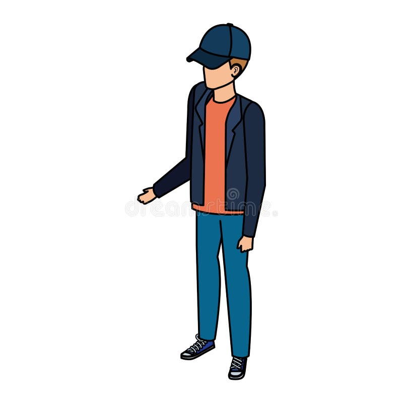 Young and Casual Man with Cap Stock Vector - Illustration of graphic ...