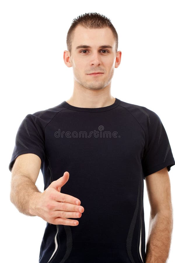 Young Casual Man Offering To Shake Hands Stock Photo - Image of ...