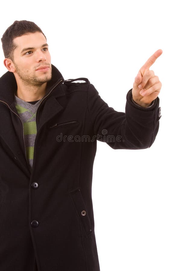 Young Casual Man Pointing with His Finger Stock Photo - Image of ...
