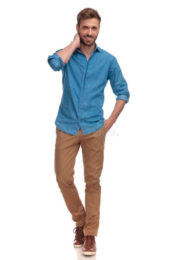 Young Casual Man Standing and Posing on White Background Stock Photo ... Young Casual Man Standing and Posing on White Background Stock Photo ...