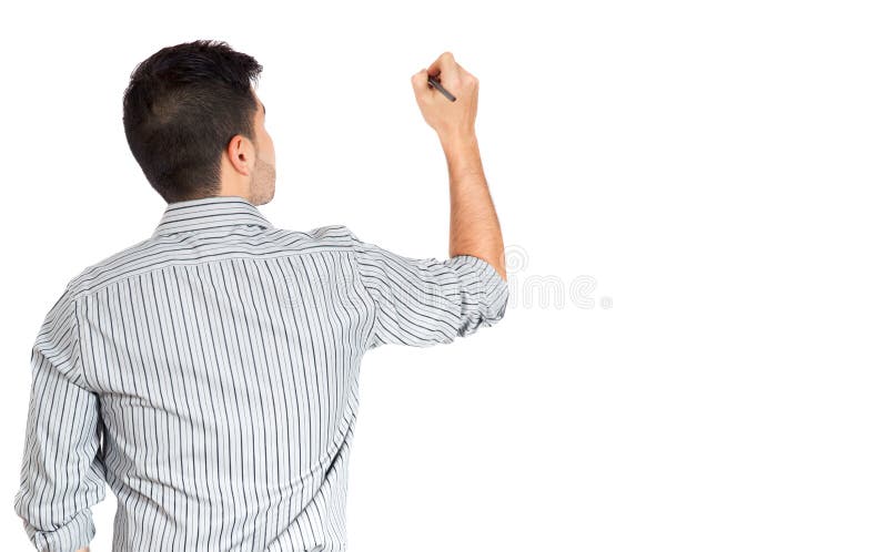 Young Casual Man Writing Something on White Board Stock Image - Image ...