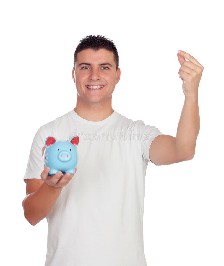 Young man with a money box stock image. Image of businessman - 33353271