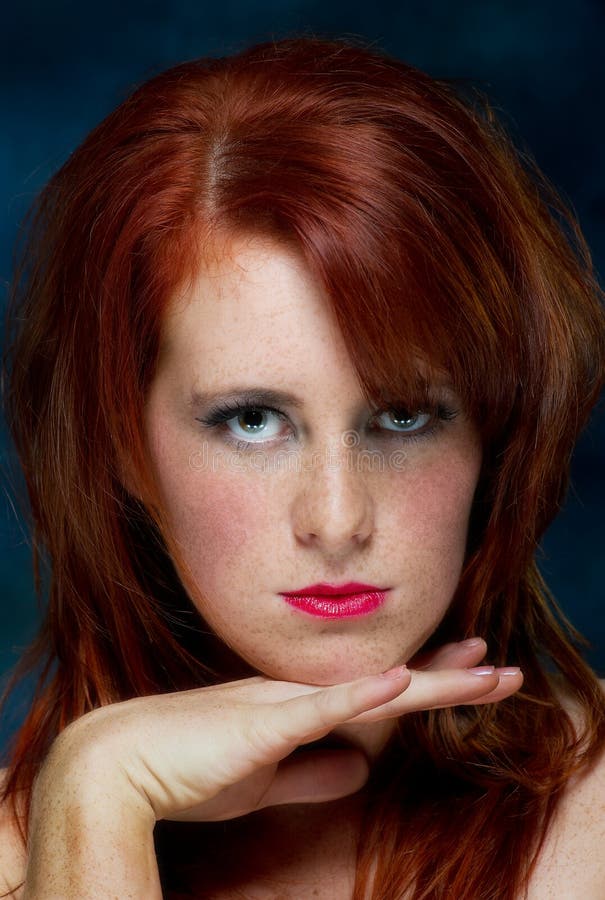 Young Casual Red Haired Female Portrait Stock Photo - Image of female ...