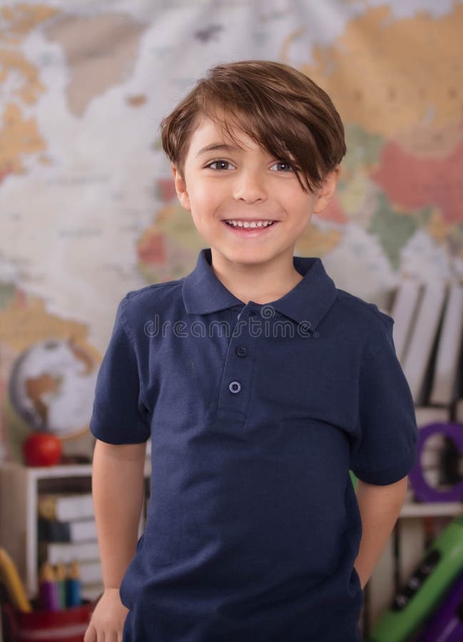 A Young Boy is in Front of a Large Map Wall Stock Image - Image of ...