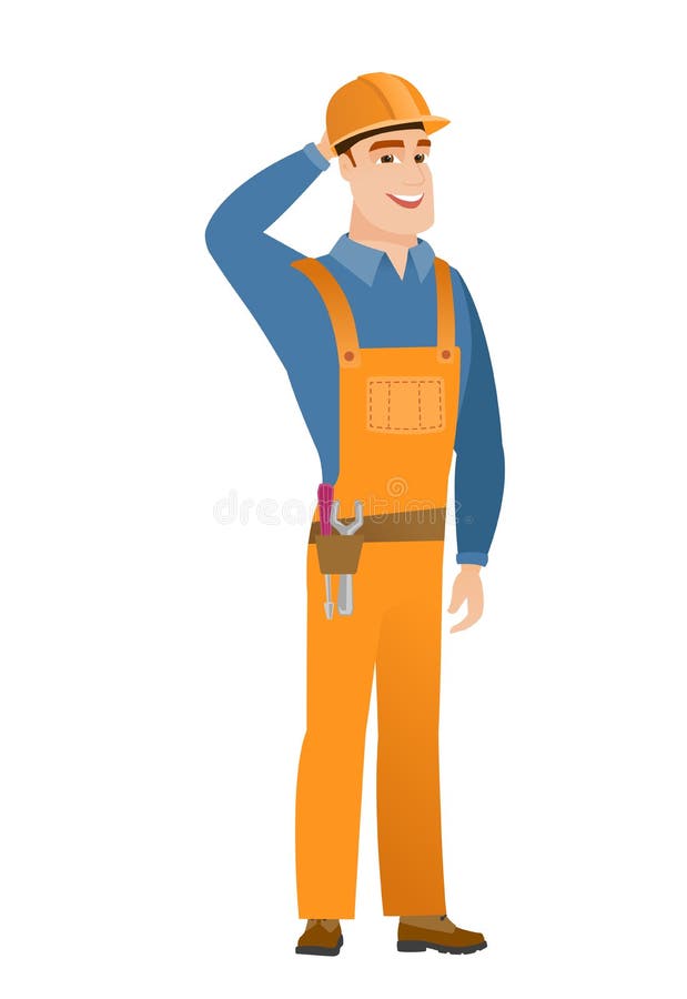 Young Caucasian Builder Laughing. Stock Vector - Illustration of ...