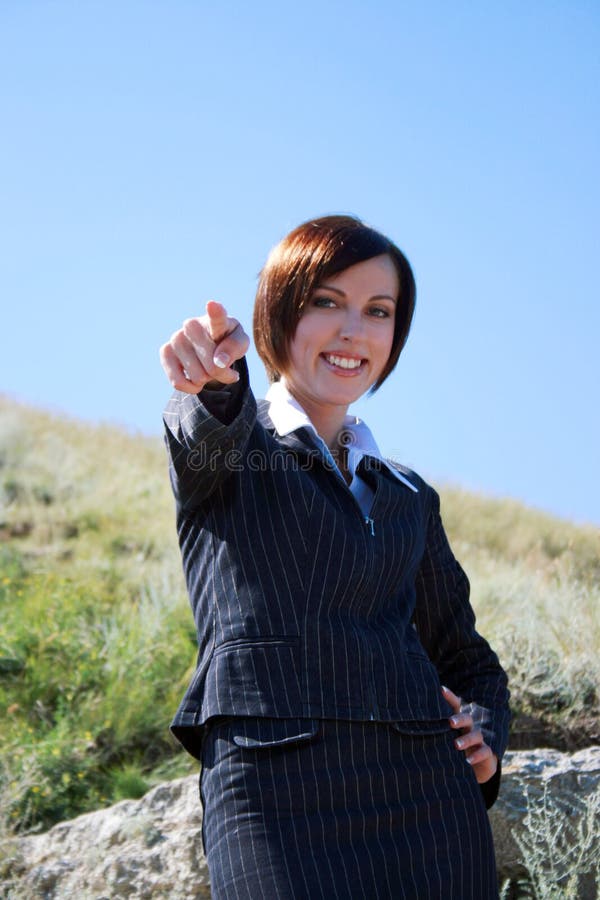 Young Caucasian Business Lady Points Stock Image - Image of business ...