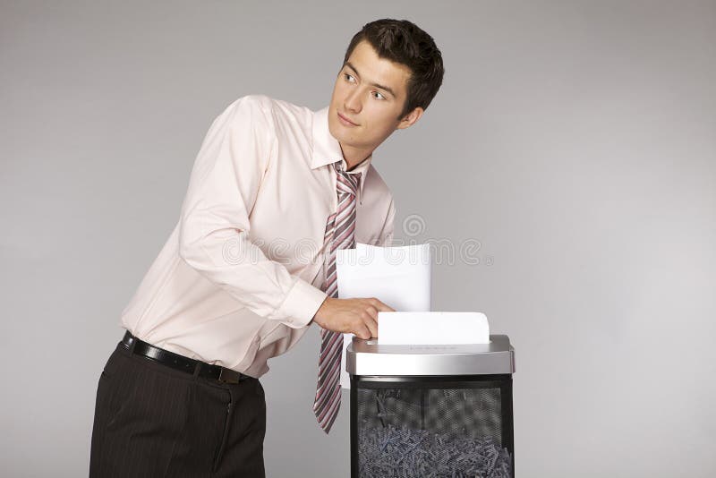 Businessman Shredding Documents Stock Photo - Image of paperwork ...