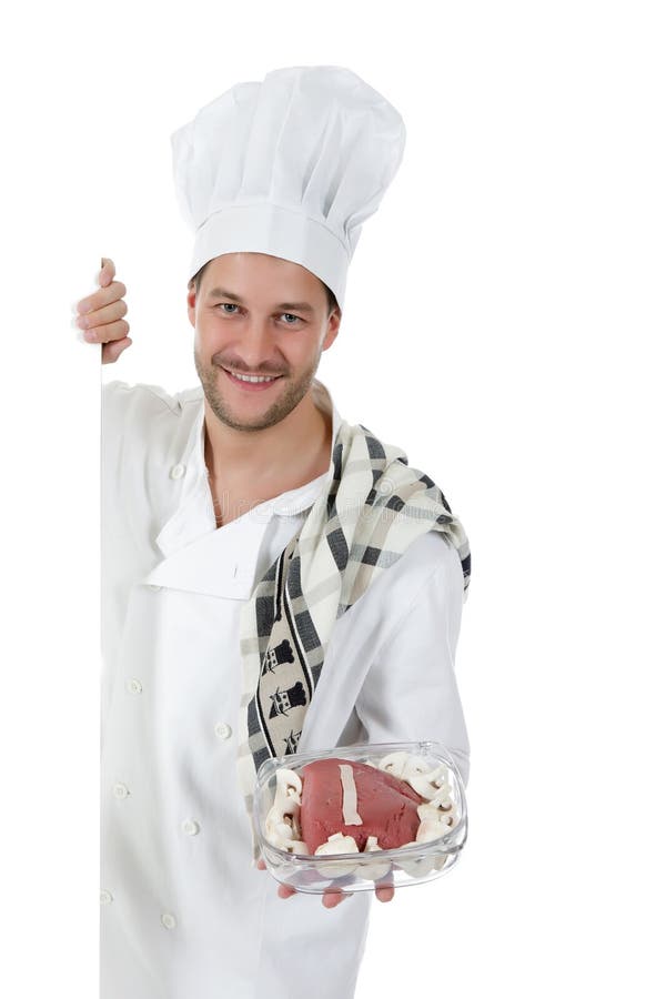Young Caucasian Chef Male, Roast Beef Stock Photo - Image of male, food ...
