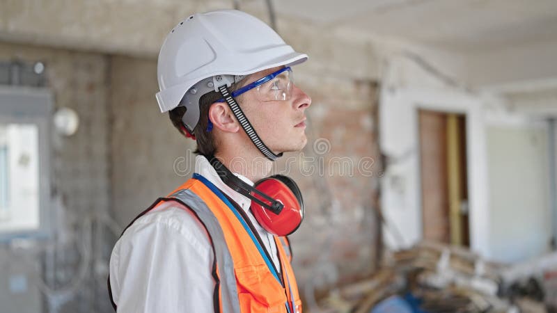 Young Caucasian Man Architect Standing with Relaxed Expression at ...