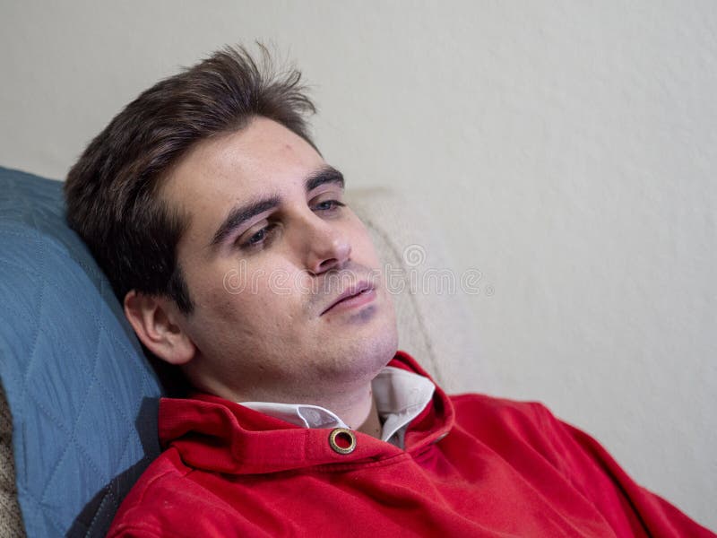 Young Caucasian Man Looking Tired and Sad Stock Photo - Image of casual ...